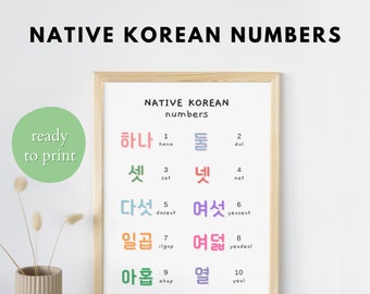 Native Korean Numbers Printable Poster, Korean Number System, Korean ...