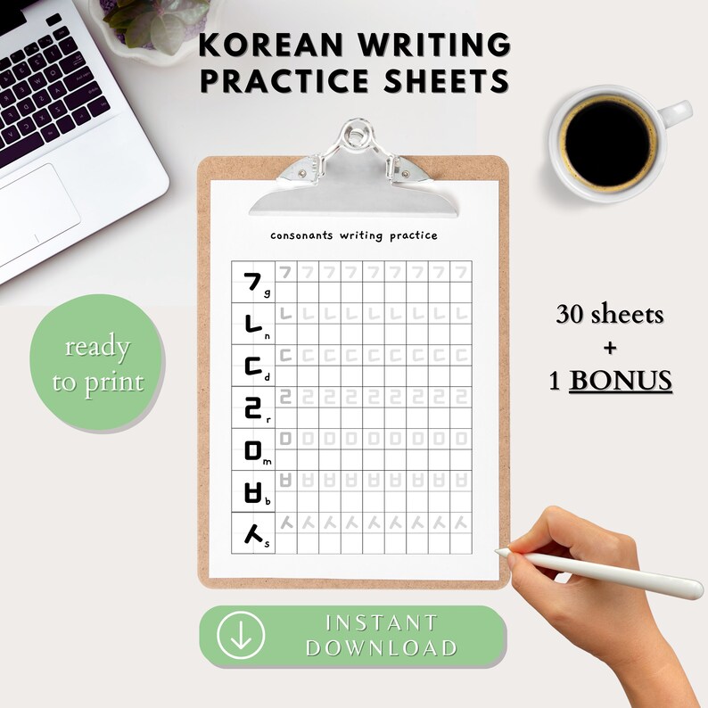Korean Hangeul Writing Practice Sheets: Language Learning, Master ...