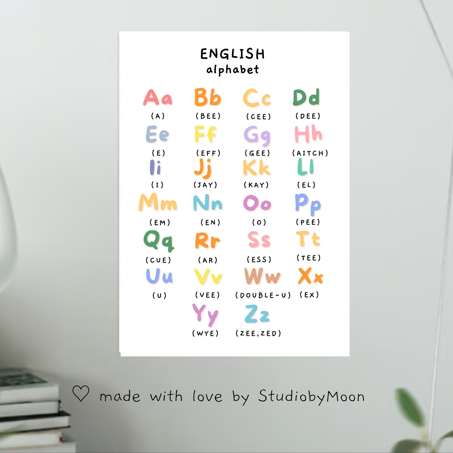English Alphabet Printable Poster, English Language Digital Print ...