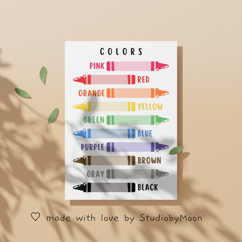 COLORS Poster for Kids, Names of Colors in English, Learning Colors ...