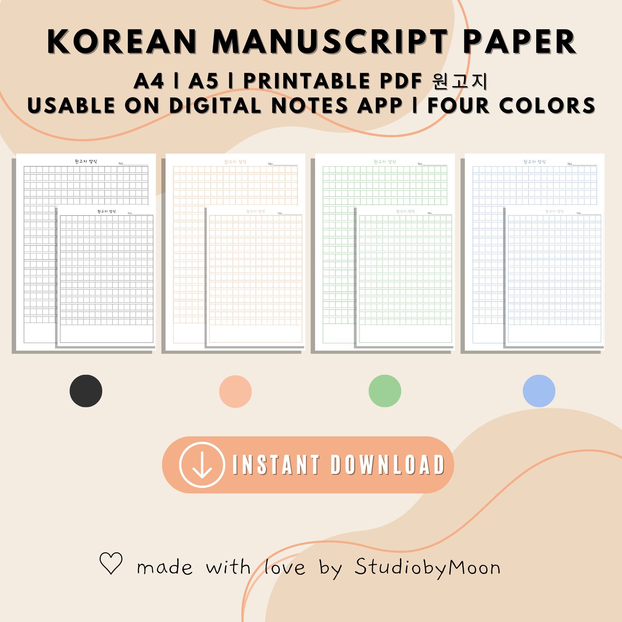 Korean Hangeul Manuscript Paper, Language Learning Writing Practice ...