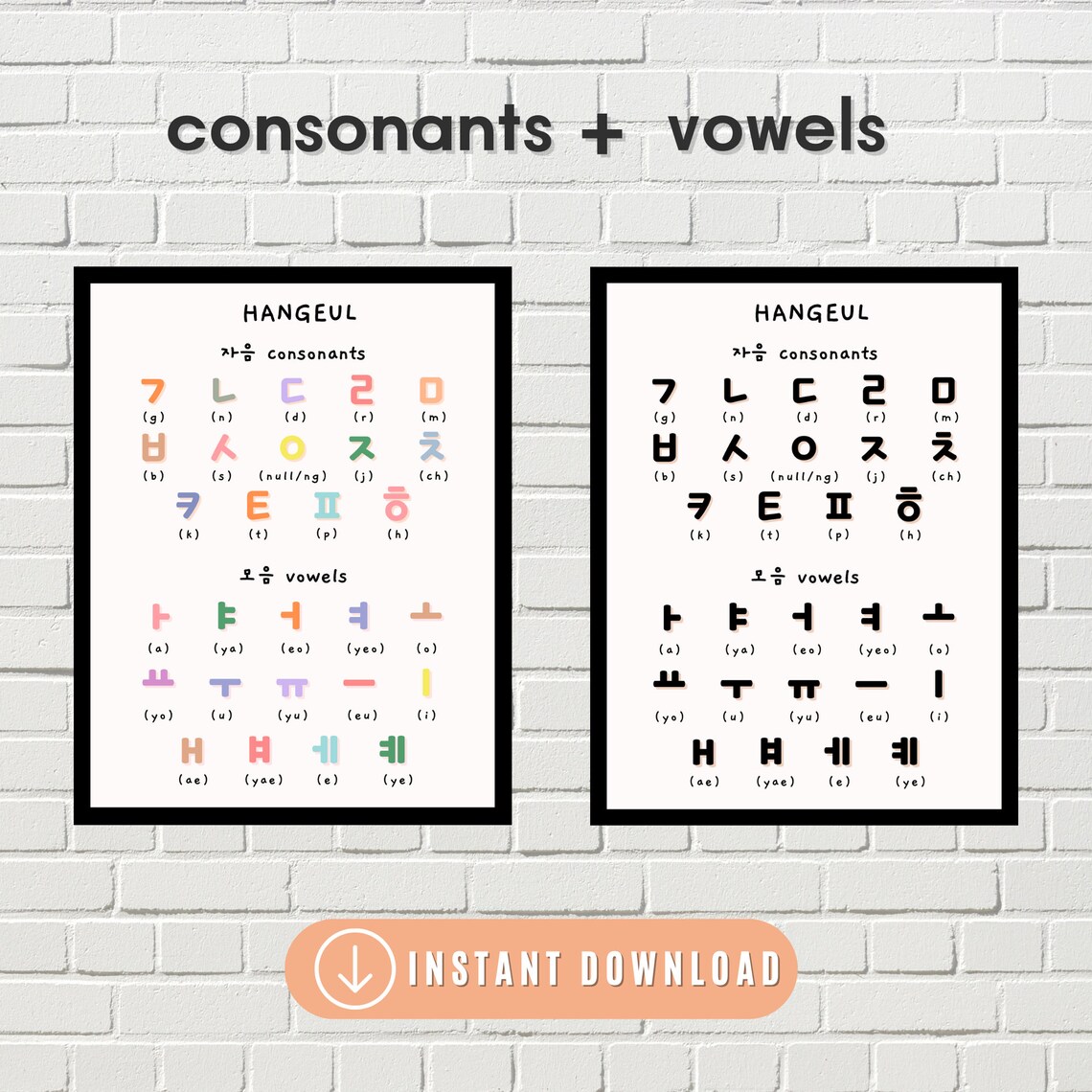 Korean Alphabet Hangeul Printable Poster Korean Room Decor - Etsy Canada