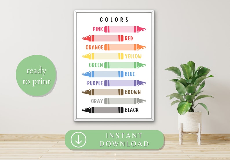COLORS Poster for Kids, Names of Colors in English, Learning Colors ...