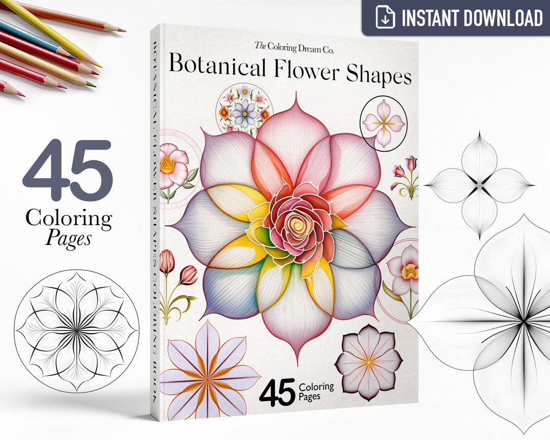 Botanical Flowers Coloring Book, Beautiful Flowers Coloring Page ...