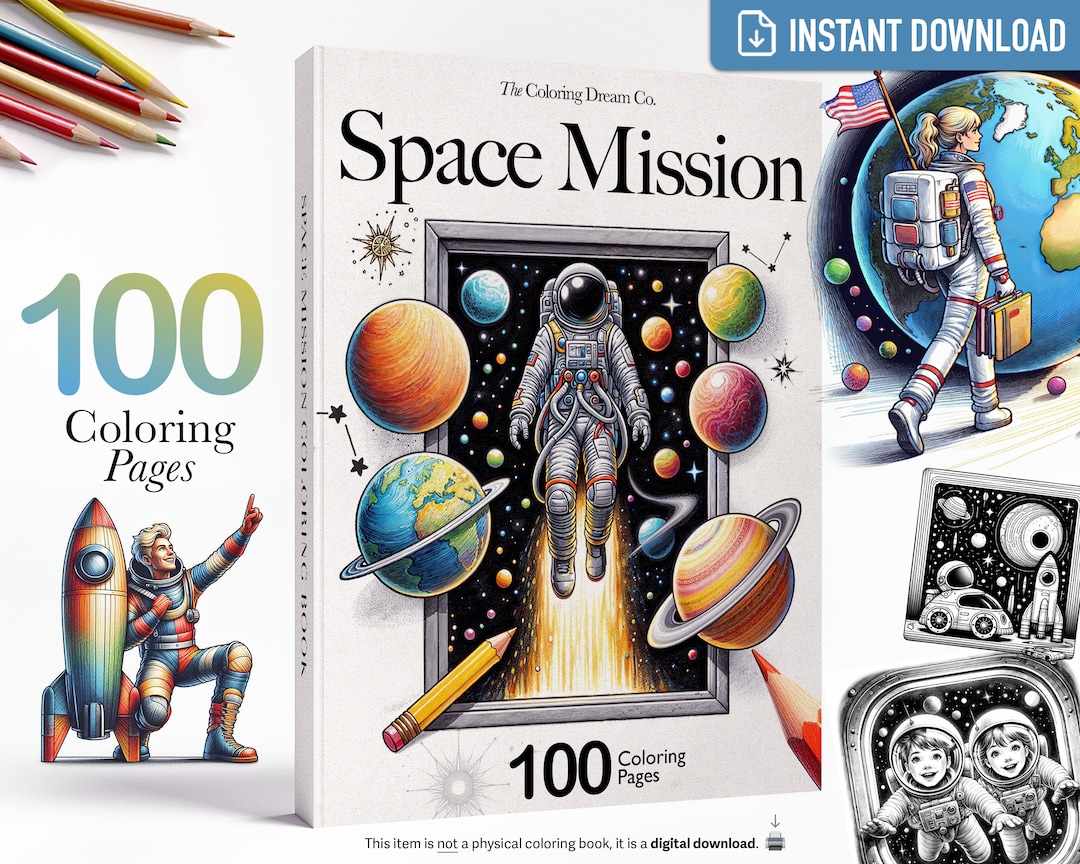 Space Mission: Kids' Coloring Book, Fantasy Coloring Pages, Printable ...