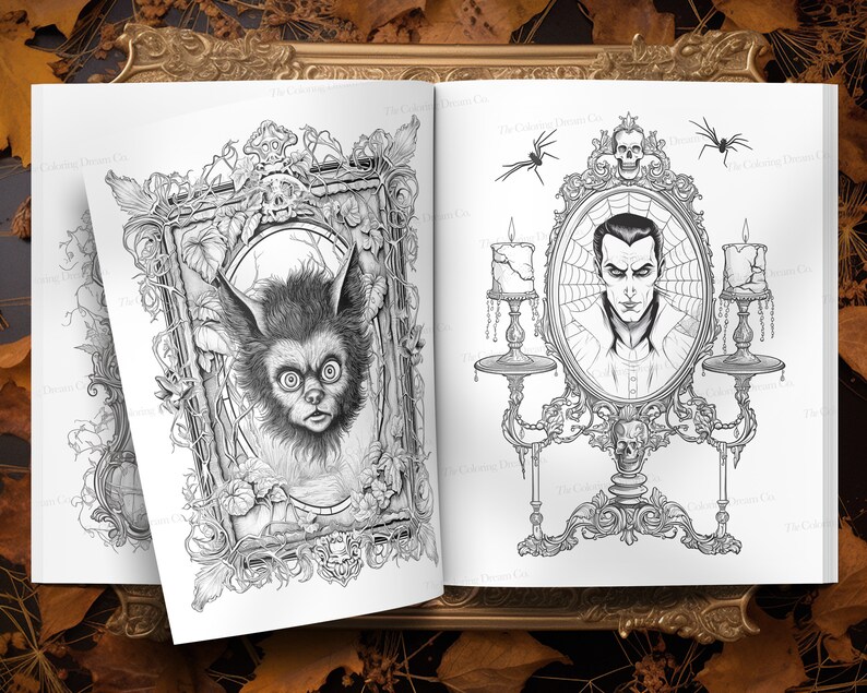 Ghouls in A Frame: Halloween Coloring Book, Haunted Coloring Page ...