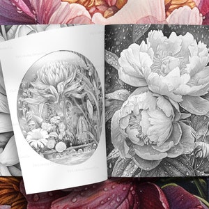 Nature Landscapes Coloring Book, Beautiful Flowers Coloring Page ...