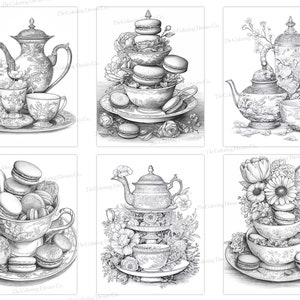 Tea Party Coloring Book, Flowers Coloring Page, Tea Pot Coloring ...