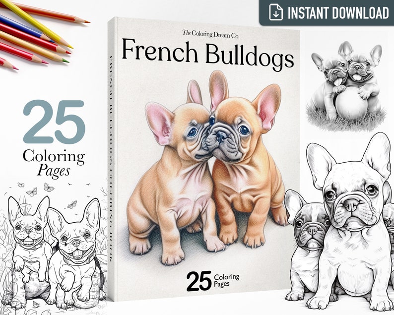 French Bulldog Coloring Book, Frenchies, Printable Coloring Pages ...