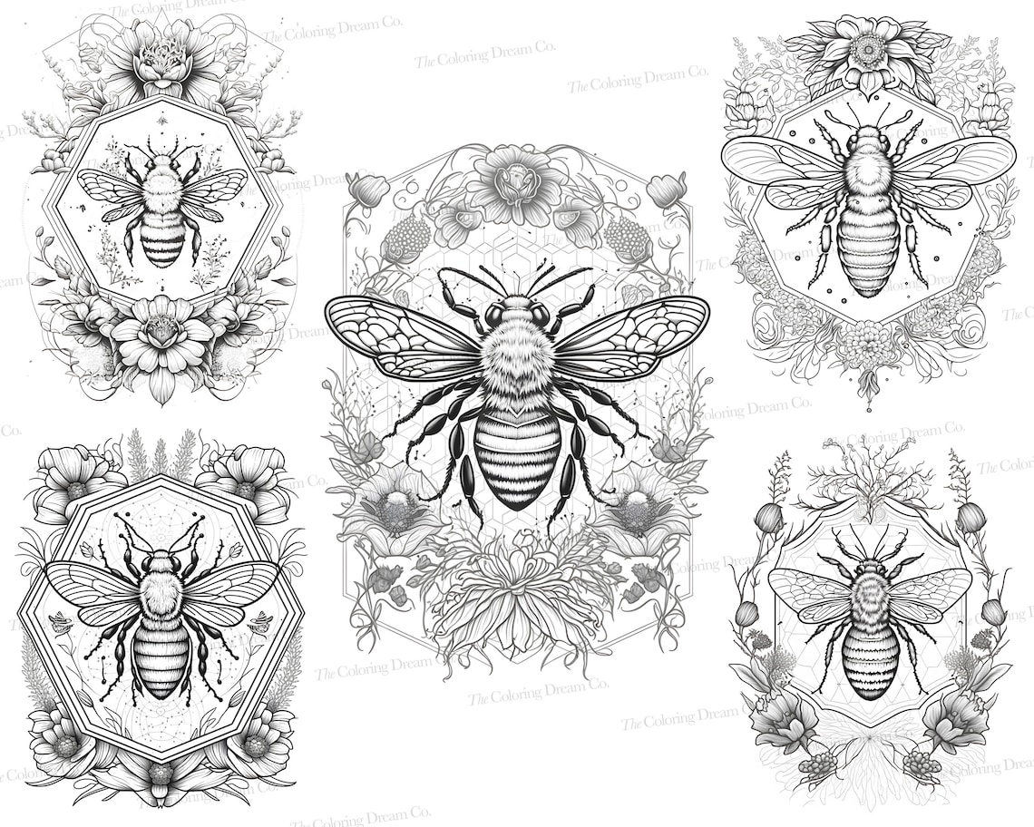 Bumblebee Mandala Coloring Book Sunflower Printable Coloring - Etsy