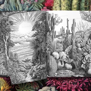 Nature Landscapes Coloring Book, Beautiful Flowers Coloring Page ...