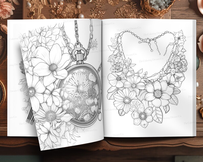 Whimsical Coloring Book of Trinkets & Treasures Flowers - Etsy