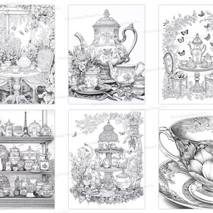 Tea Party Coloring Book, Flowers Coloring Page, Tea Pot Coloring ...