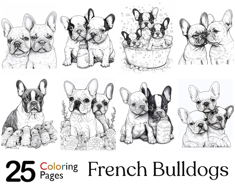 French Bulldog Coloring Book, Frenchies, Printable Coloring Pages ...