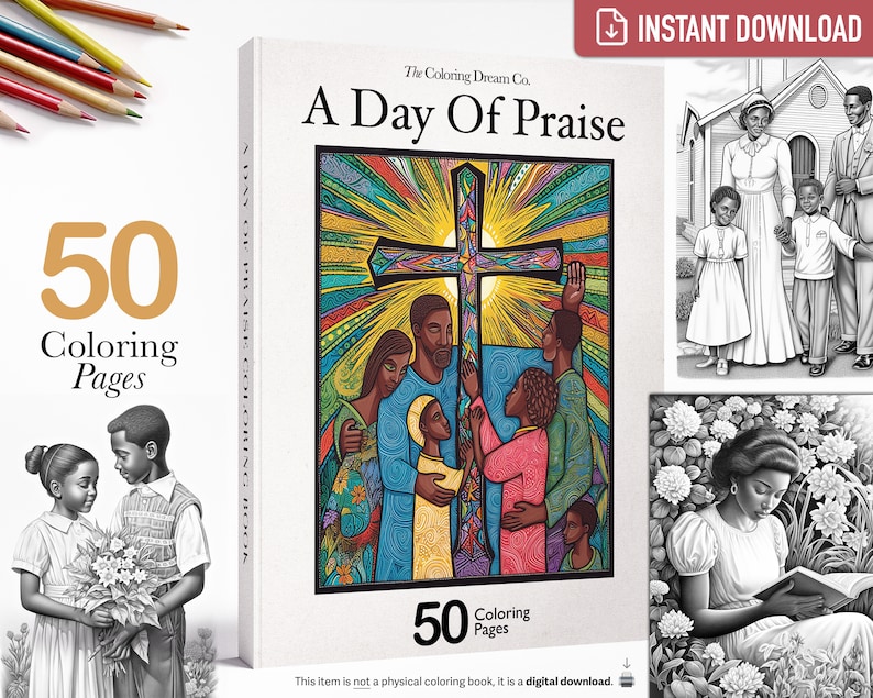 A Day of Praise: Christian Coloring Book, African American Religious ...