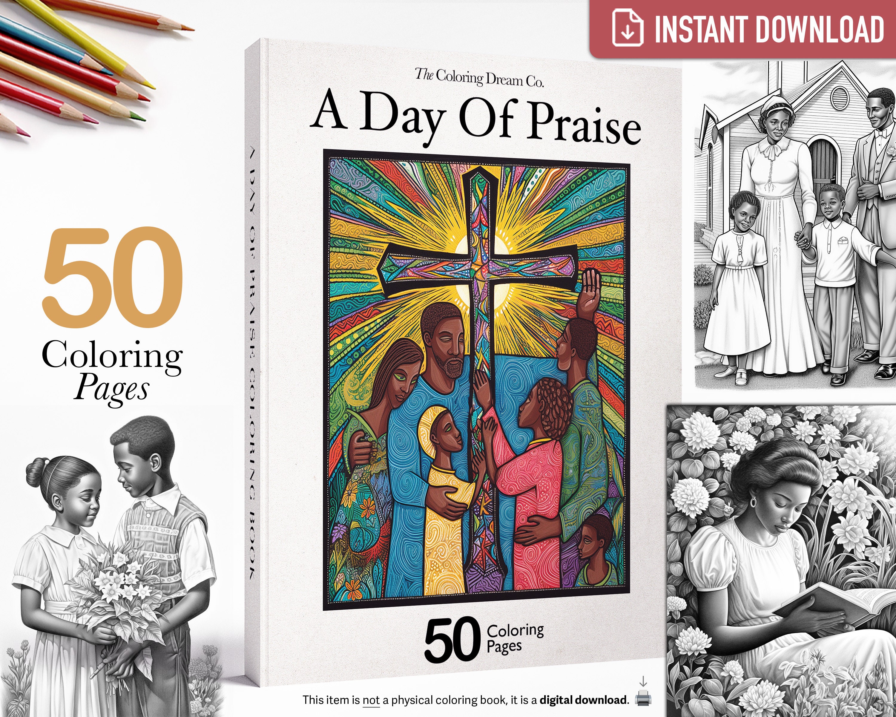 A Day of Praise: Christian Coloring Book, African American Religious ...