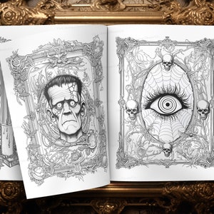 Ghouls in A Frame: Halloween Coloring Book, Haunted Coloring Page ...