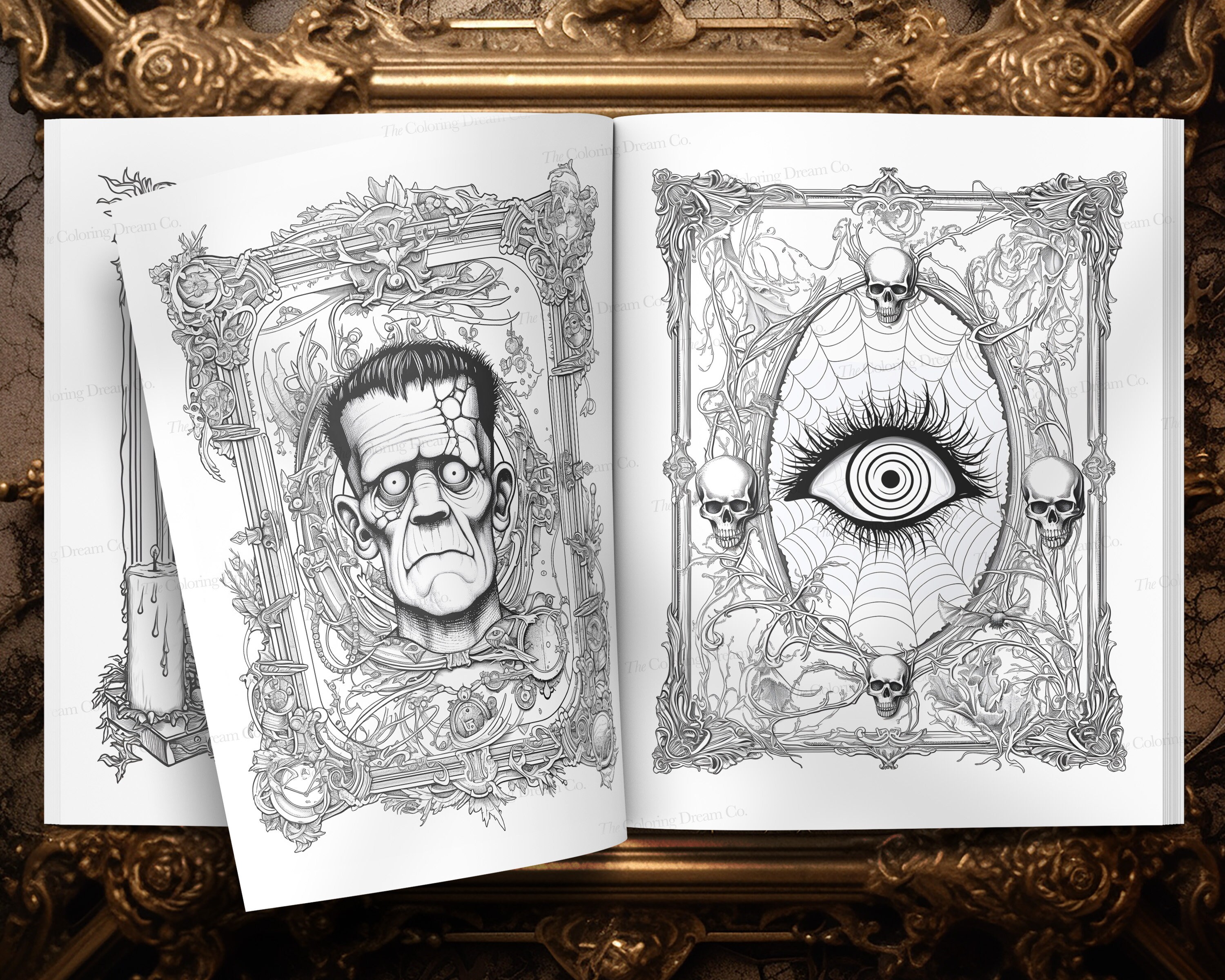 Ghouls in A Frame: Halloween Coloring Book, Haunted Coloring Page ...
