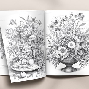 Flower Bouquets Coloring Book Digital Coloring Book Flowers - Etsy