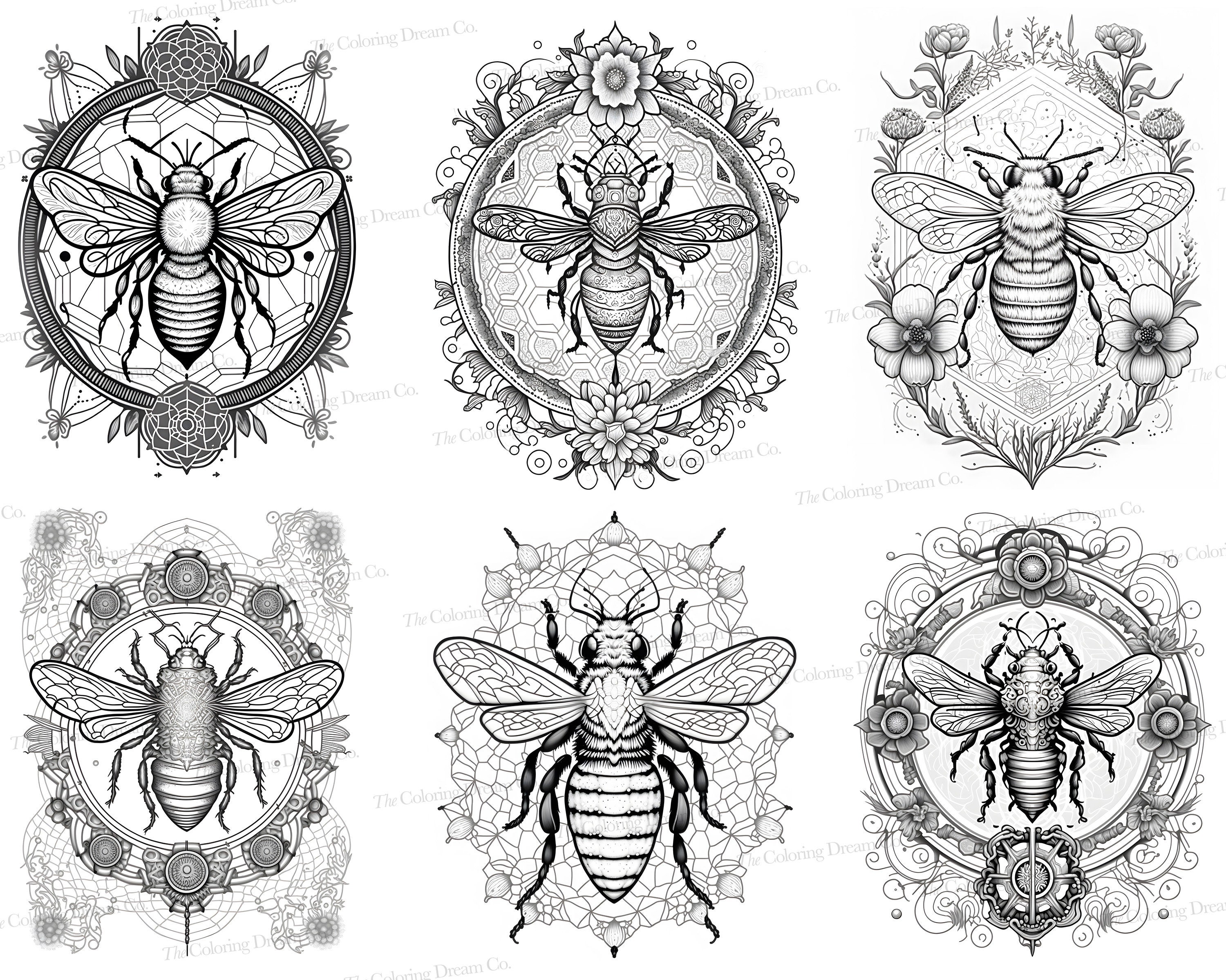 Bumblebee Mandala Coloring Book Sunflower Printable Coloring - Etsy