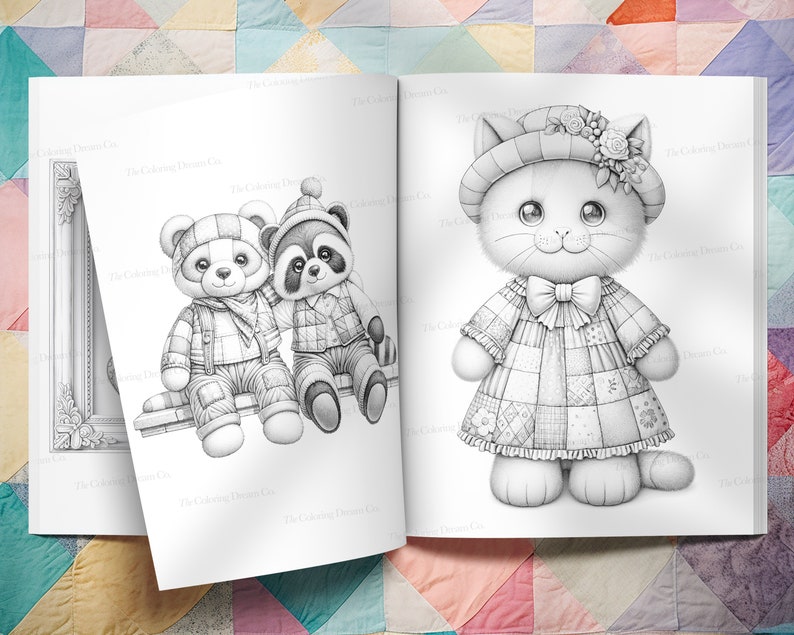 Patchwork Animals Coloring Book, Unique Coloring Page, Stress Relief ...