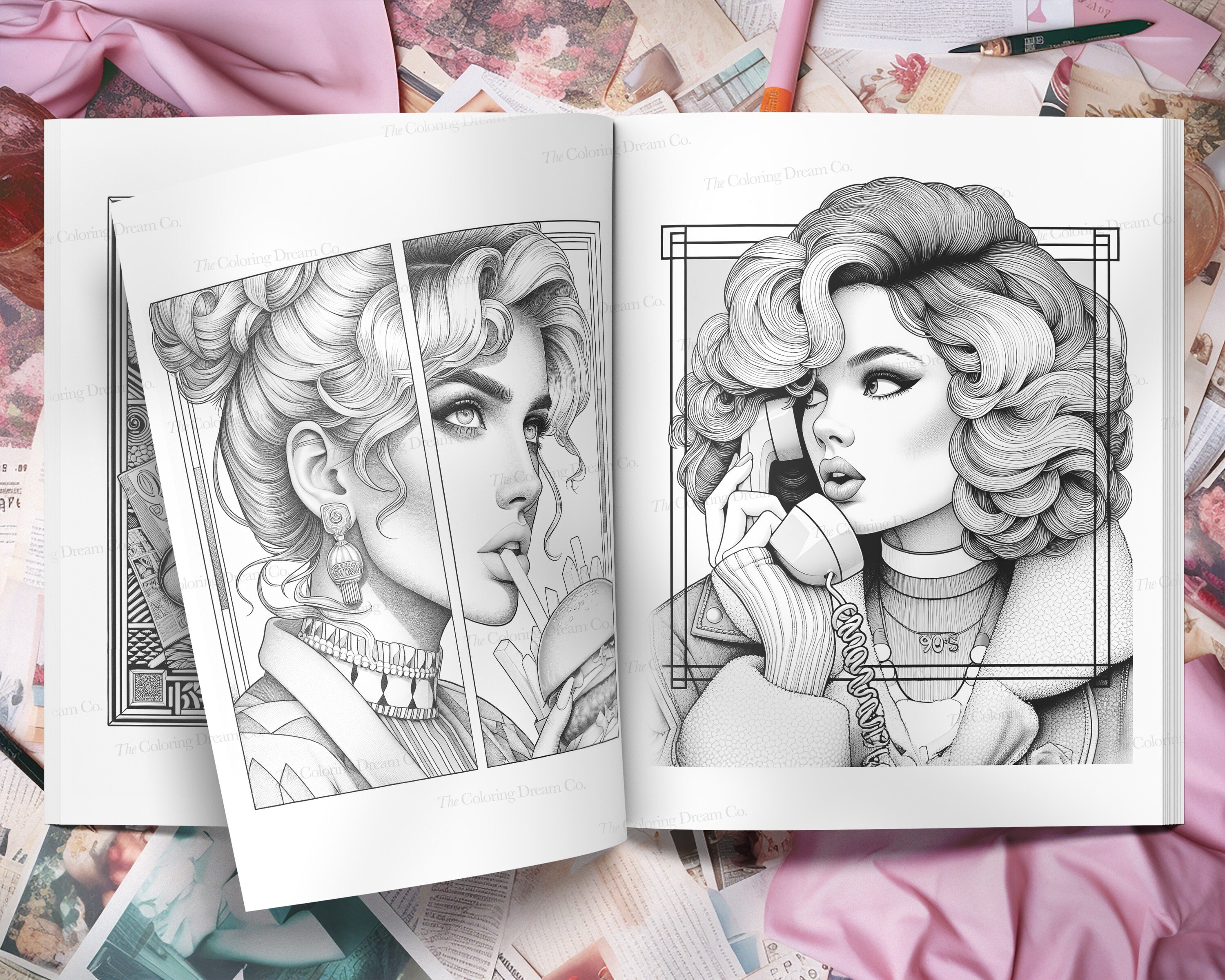 90s Supermodels Coloring Book, Fashion Coloring Book, Printable ...