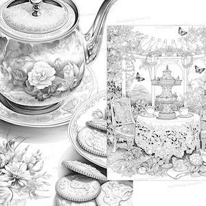 Tea Party Coloring Book, Flowers Coloring Page, Tea Pot Coloring ...