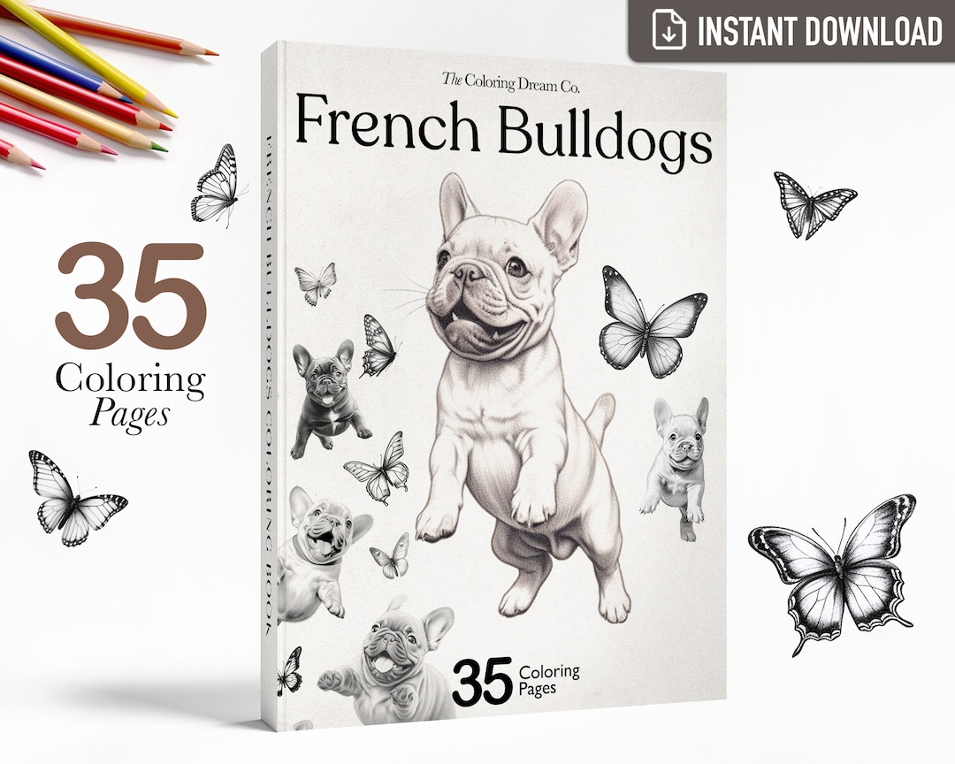 French Bulldog Coloring Book, Frenchies, Printable Coloring Pages ...
