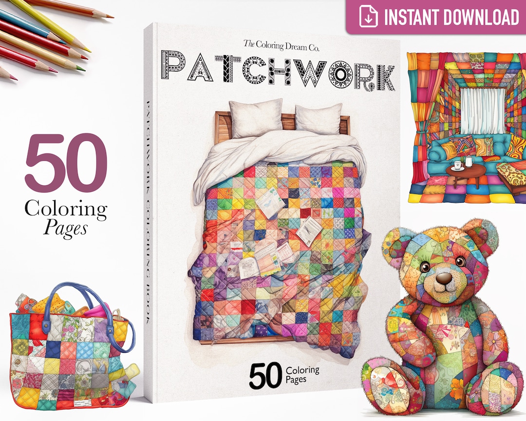Patchwork Pattern Coloring Book, Unique Coloring Page, Stress Relief ...