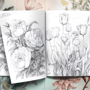 Botanical Flowers Coloring Book, Beautiful Flowers Coloring Page ...