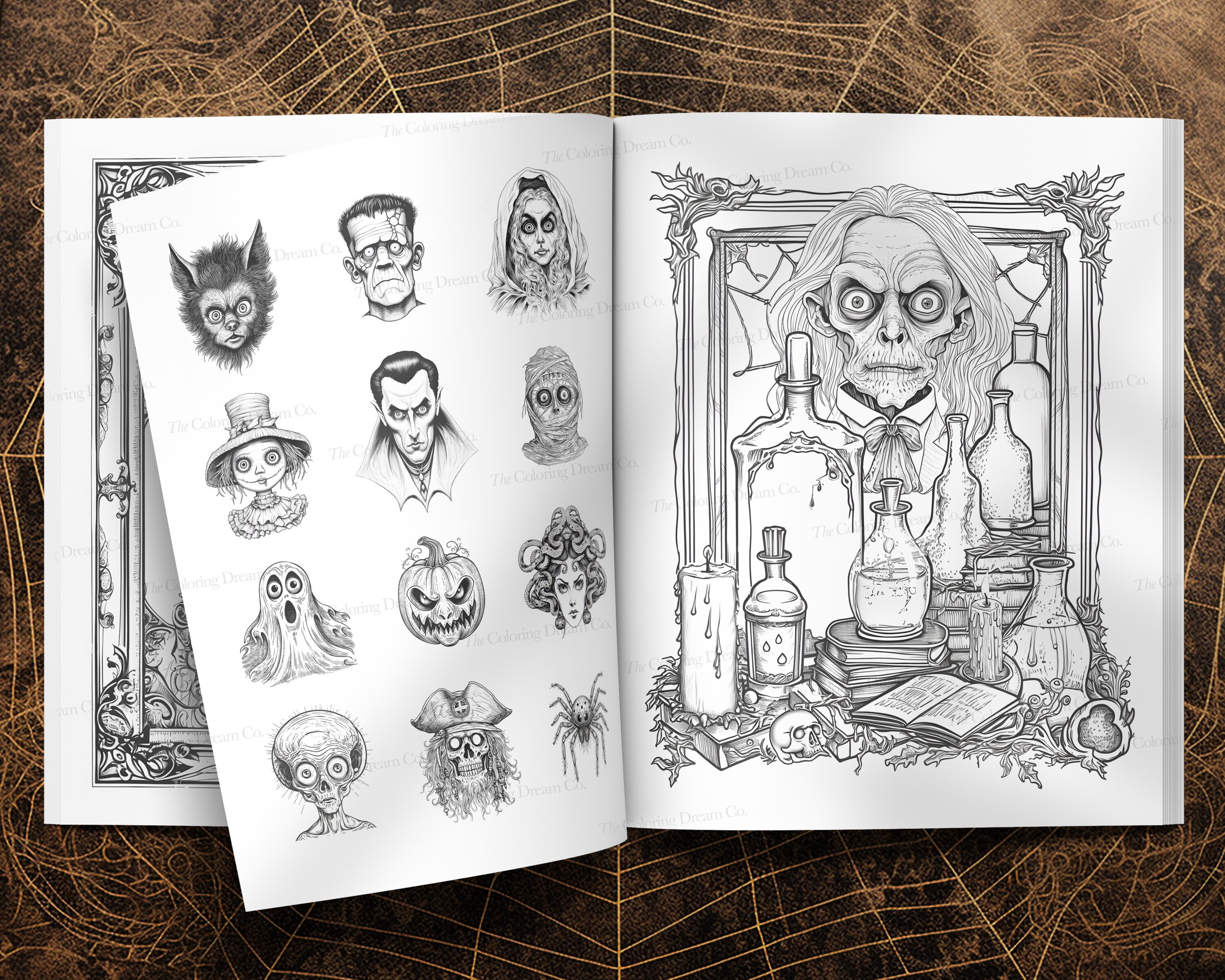 Ghouls in A Frame: Halloween Coloring Book, Haunted Coloring Page ...