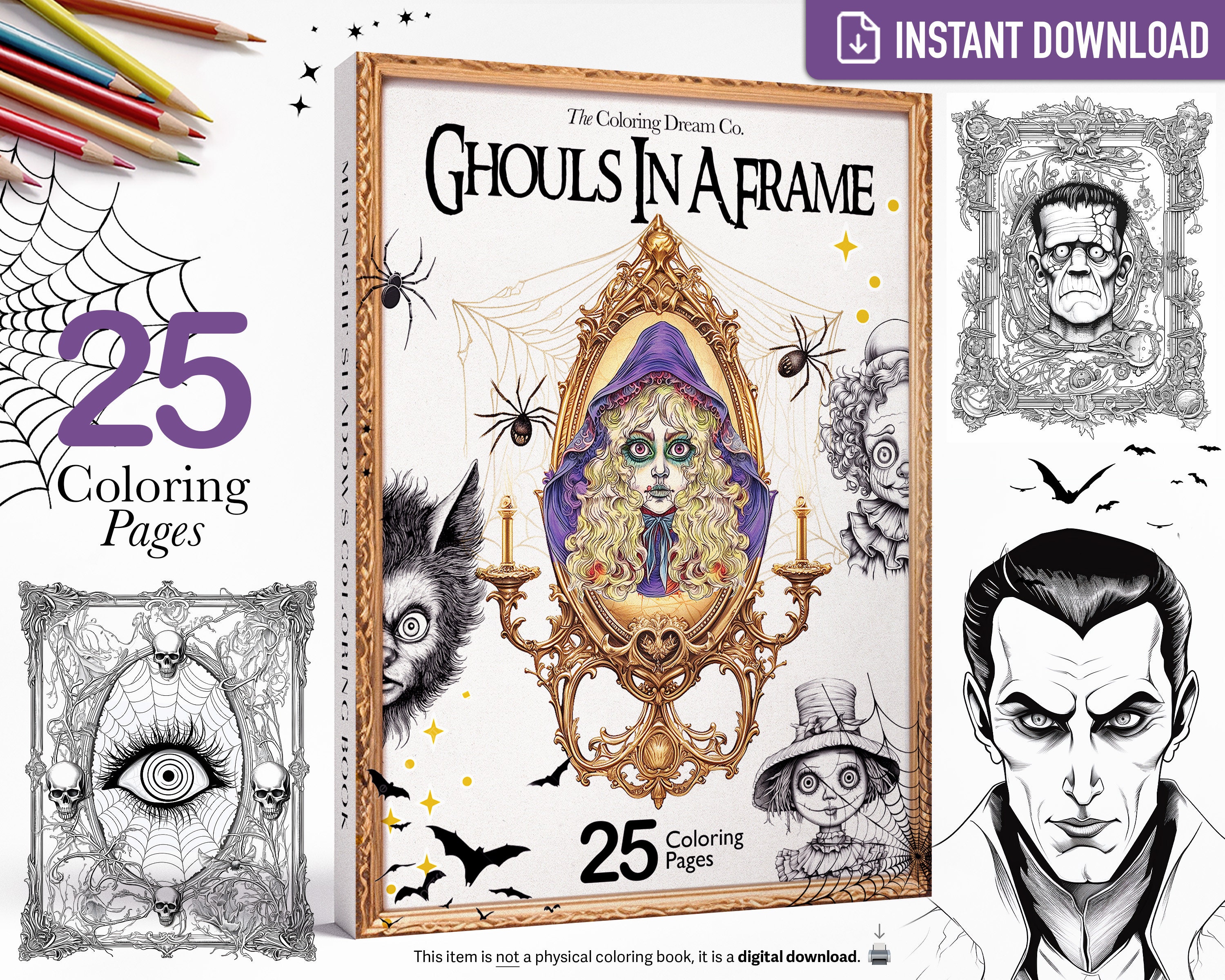 Ghouls in A Frame: Halloween Coloring Book, Haunted Coloring Page ...