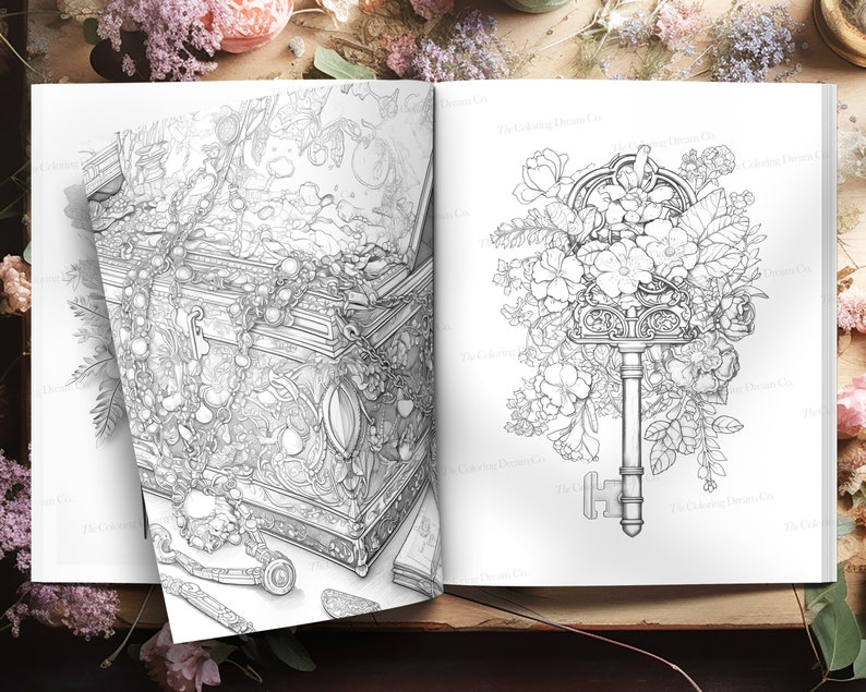 Whimsical Coloring Book of Trinkets & Treasures Flowers - Etsy