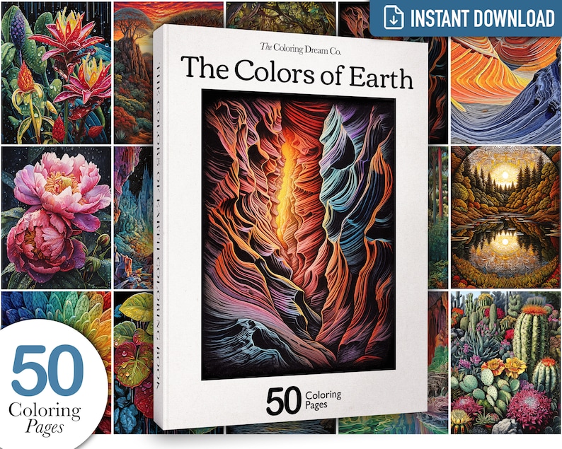 Nature Landscapes Coloring Book, Beautiful Flowers Coloring Page ...