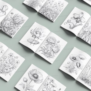 Botanical Flowers Coloring Book, Beautiful Flowers Coloring Page ...