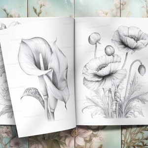 Botanical Flowers Coloring Book, Beautiful Flowers Coloring Page ...