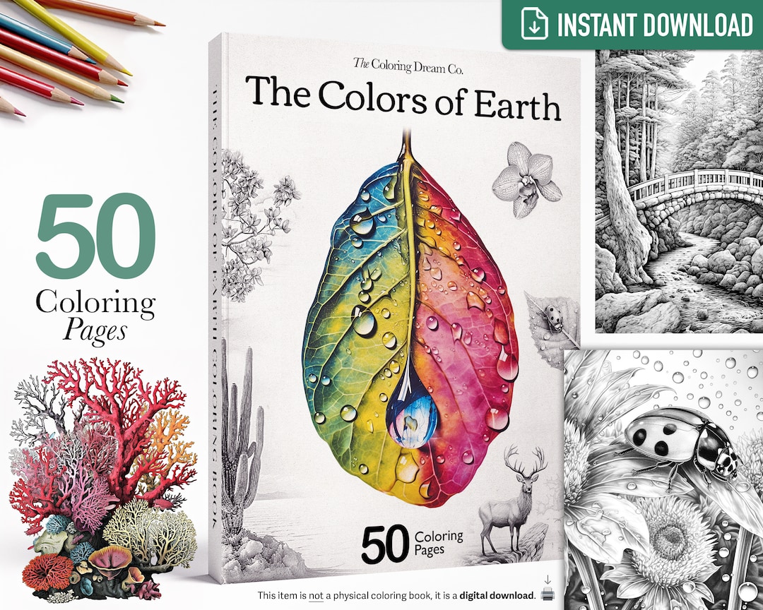 The Colors of Earth: Nature Landscapes Coloring Book, Flowers Coloring ...