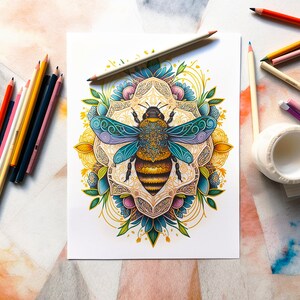 Bumblebee Mandala Coloring Book, Sunflower, Printable Coloring Pages ...