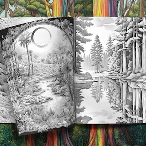 Nature Landscapes Coloring Book, Beautiful Flowers Coloring Page ...