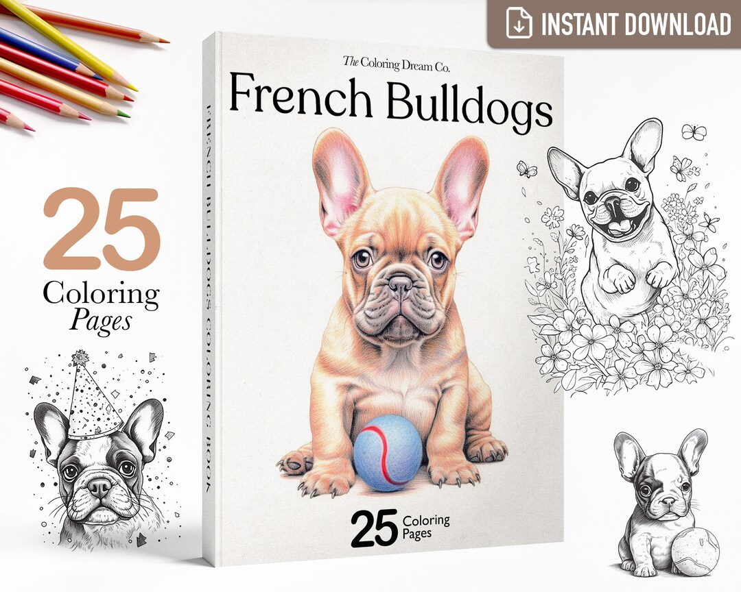 French Bulldog Coloring Book Frenchies Printable Coloring - Etsy