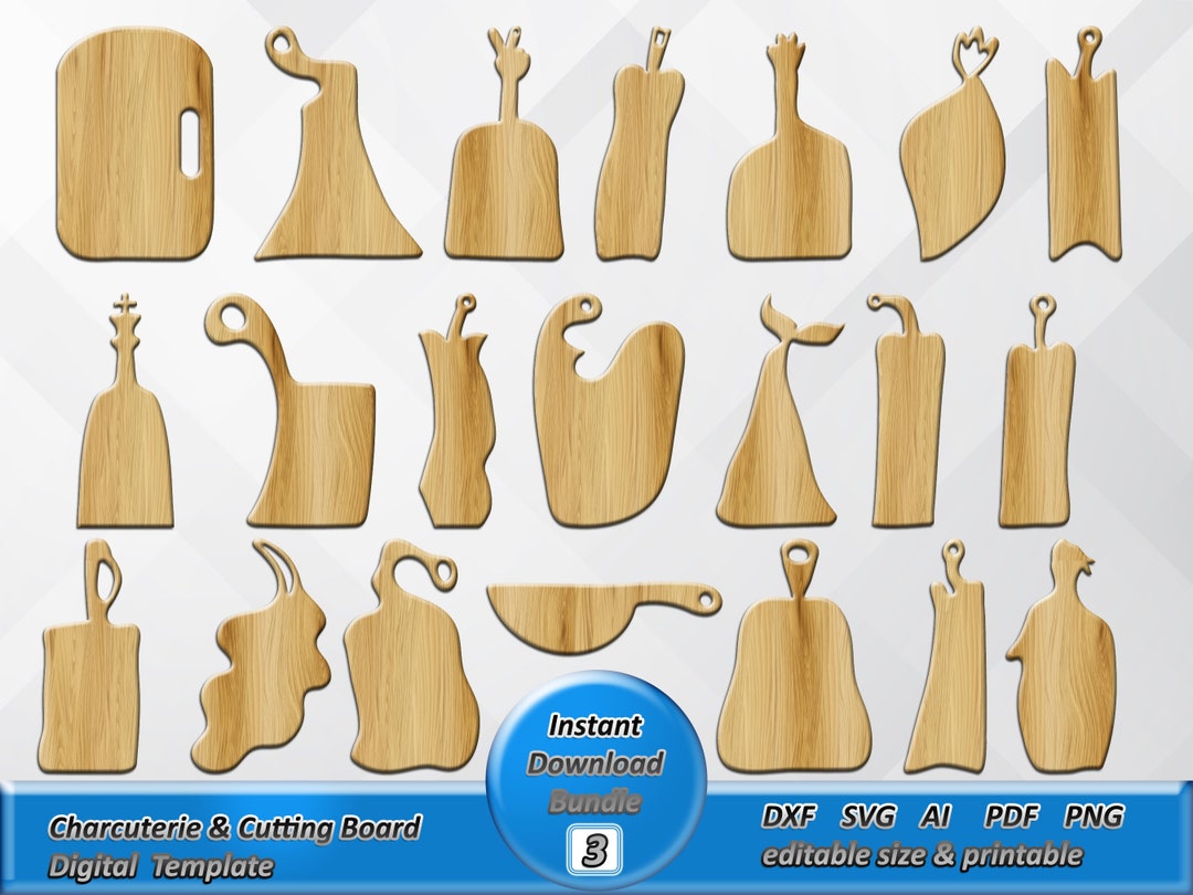 20x Charcuterie Cutting Board SVG Bundle - Cheese Board Design Files ...