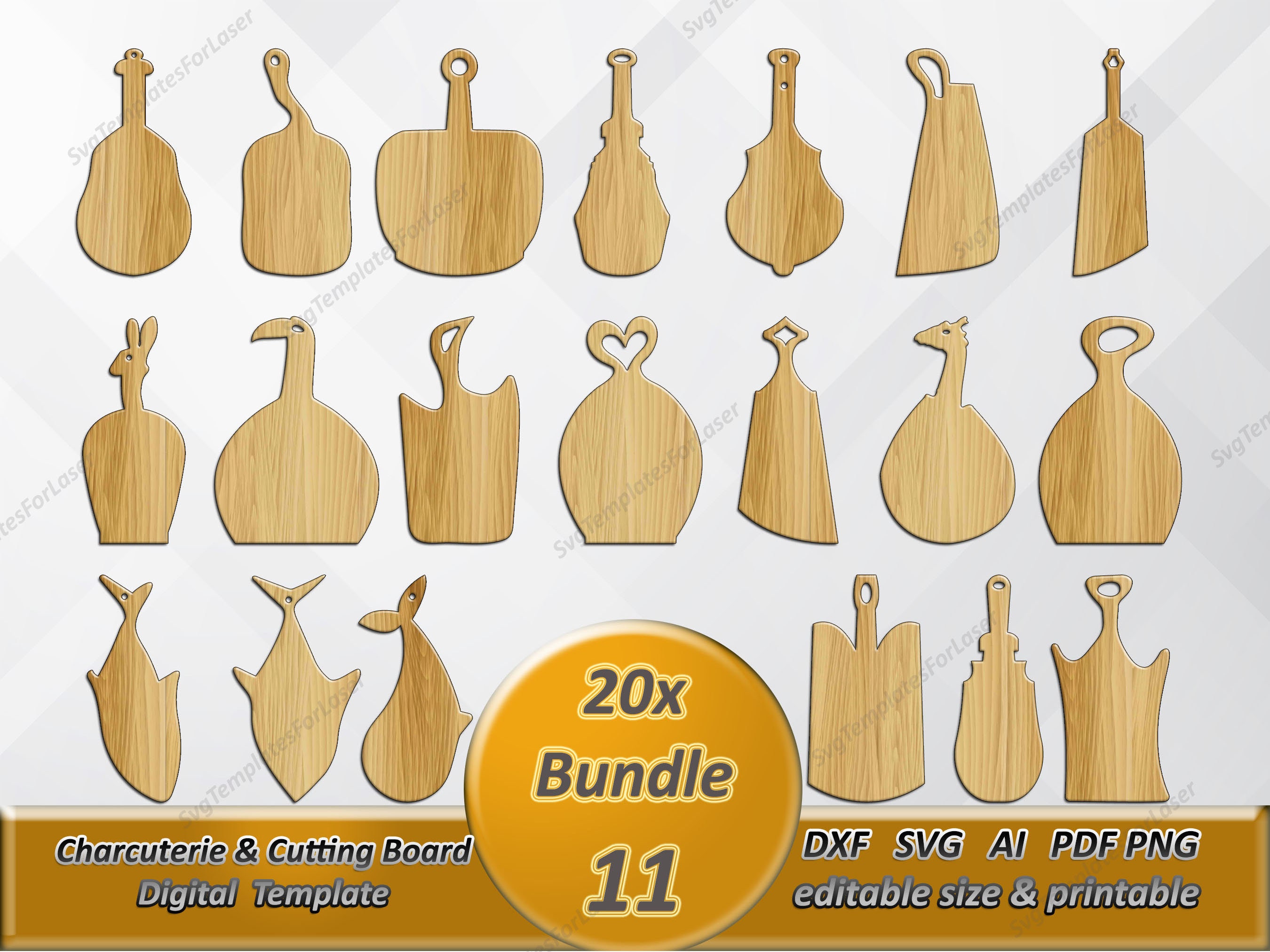 20x Cutting Board SVG Files Set - Charcuterie Board Designs - DIY ...