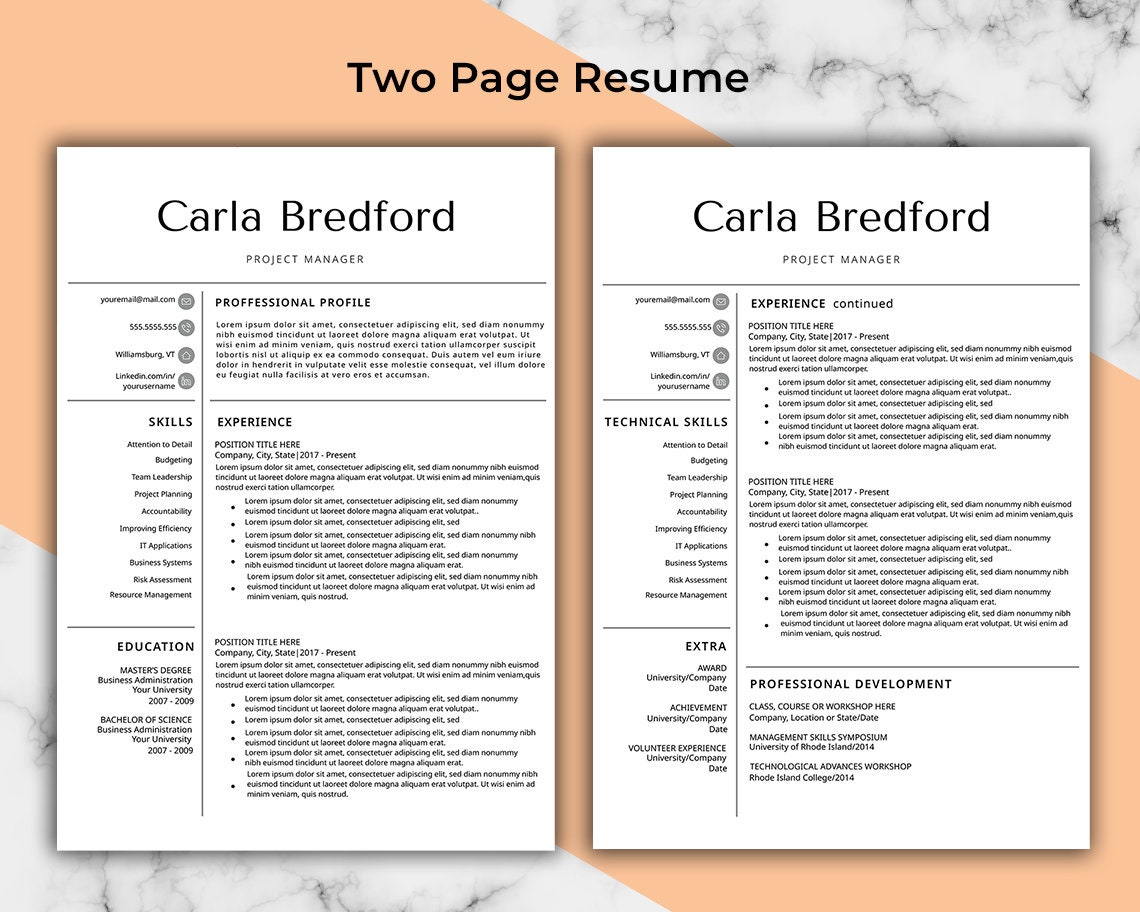 Professional Resume Template for Word & Pages Professional CV Template ...