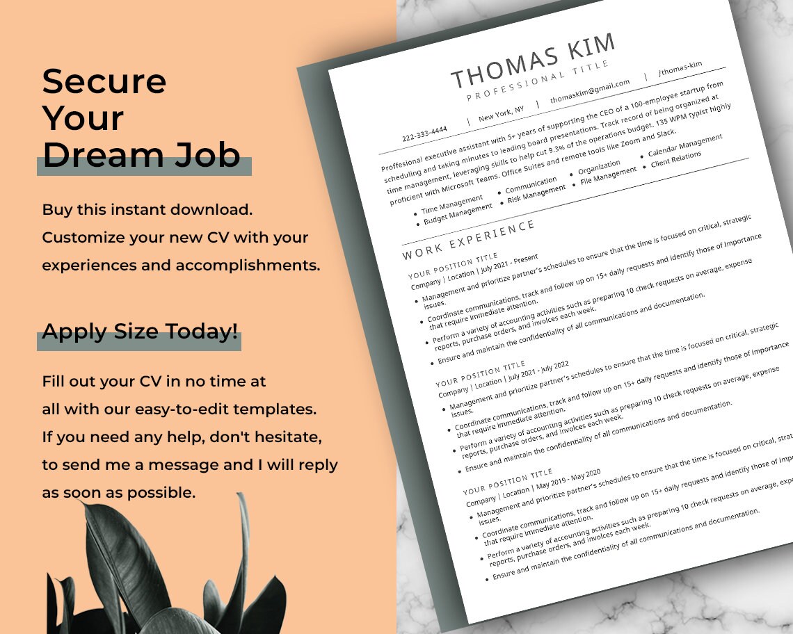 2023 Professional Resume Template for Google Docs Word & - Etsy Canada