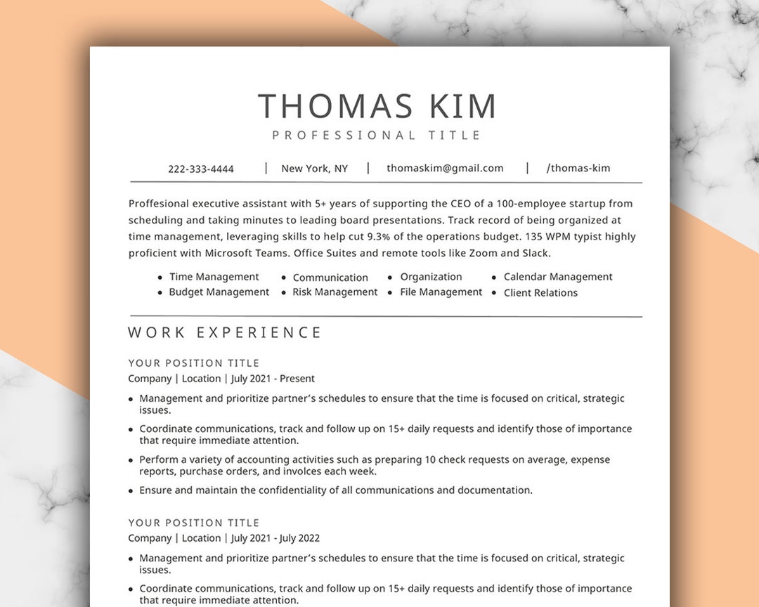 2023 Professional Resume Template for Google Docs Word & - Etsy Canada