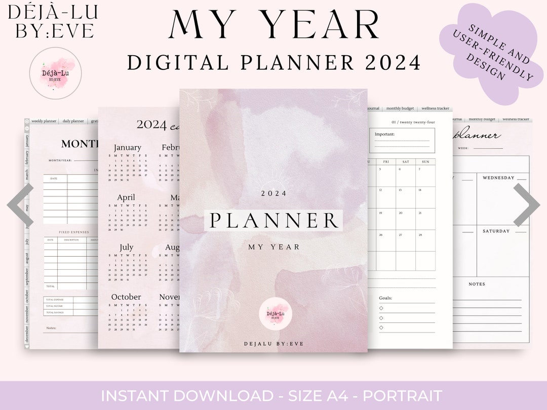 Digital Planner 2024 My Year, Digital Journal, Daily Planner, Monthly ...