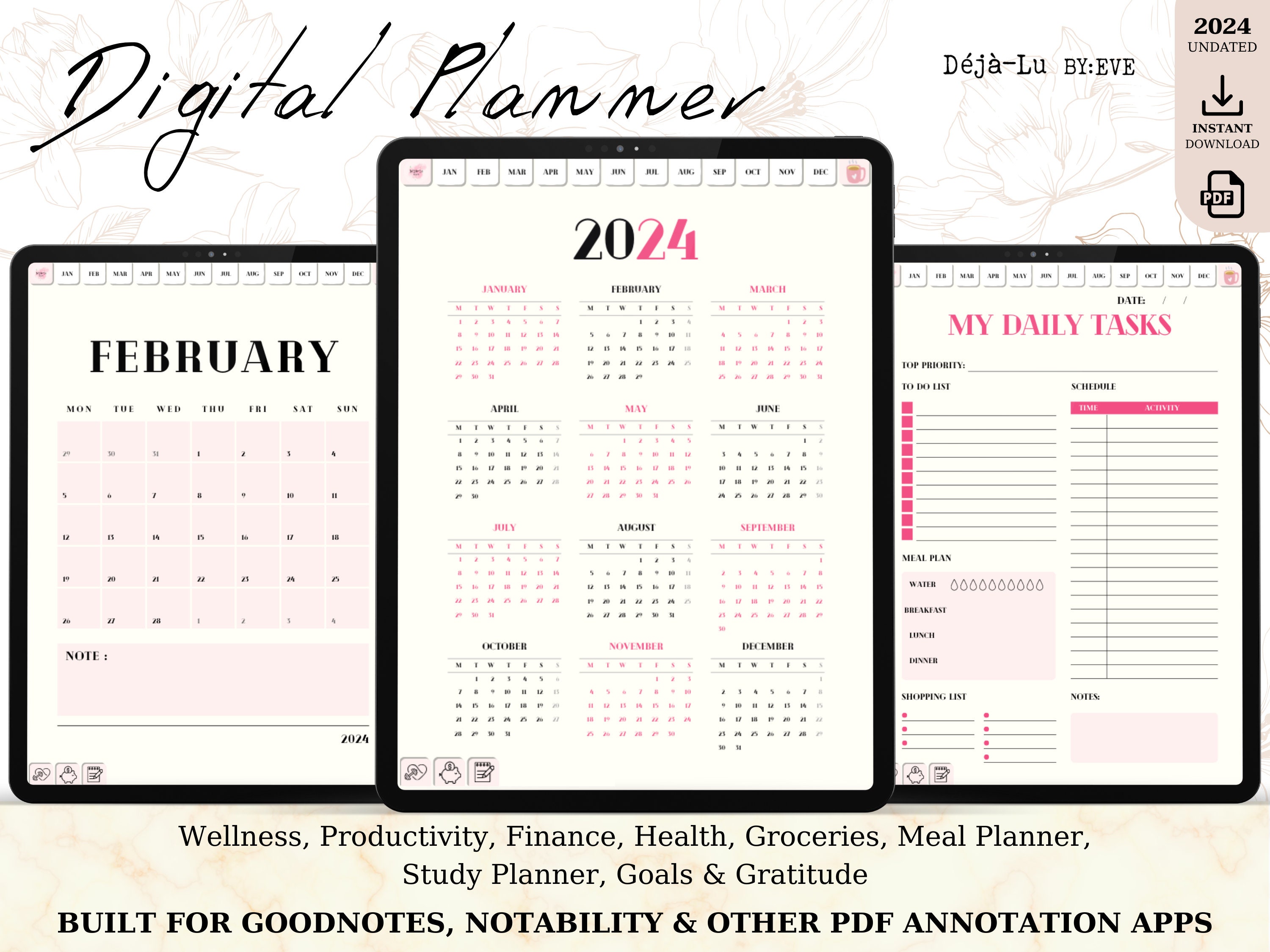 Leopard Print Digital Planner 2024, Digital Journal, Daily Planner ...