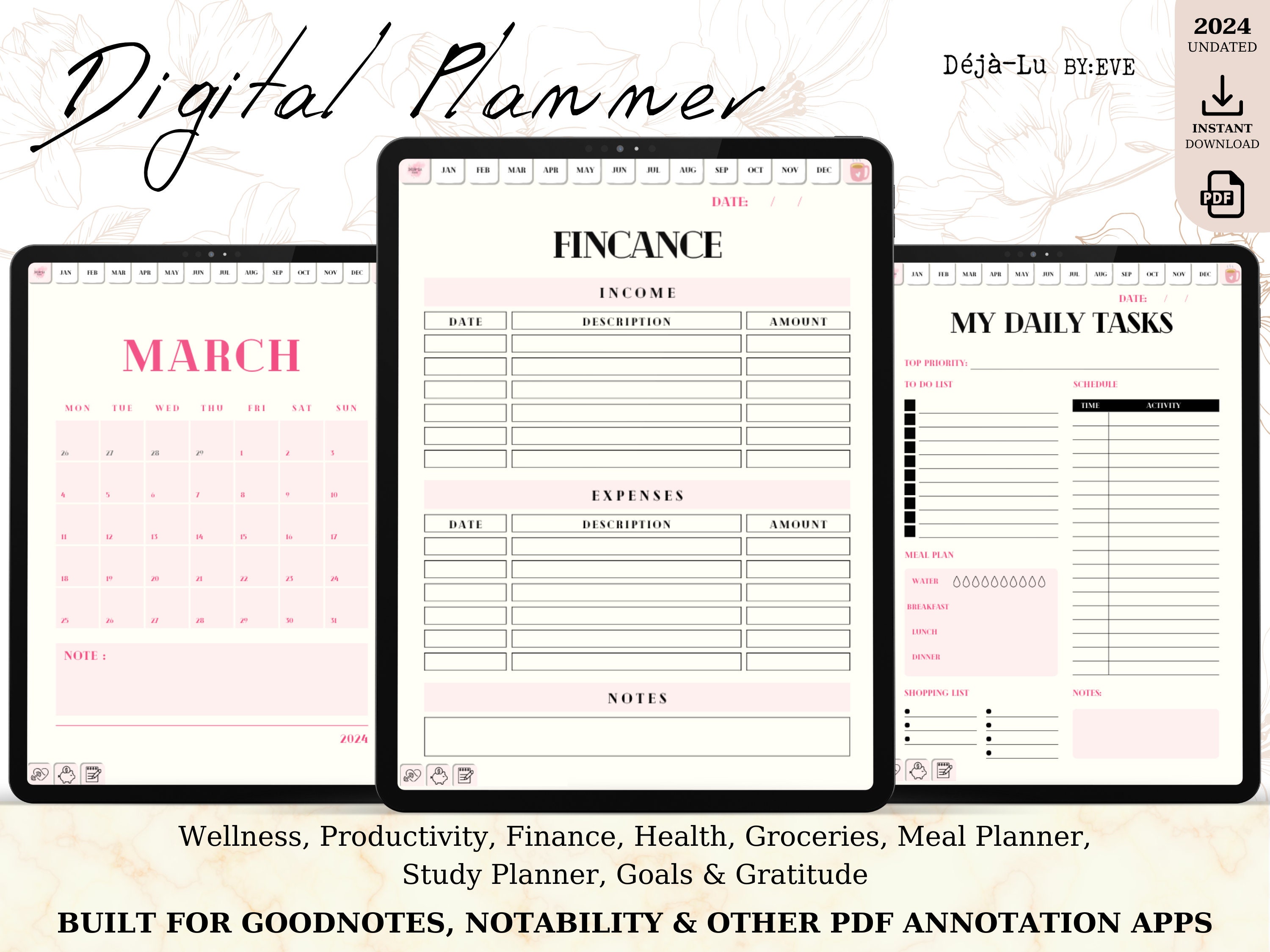 Leopard Print Digital Planner 2024, Digital Journal, Daily Planner ...