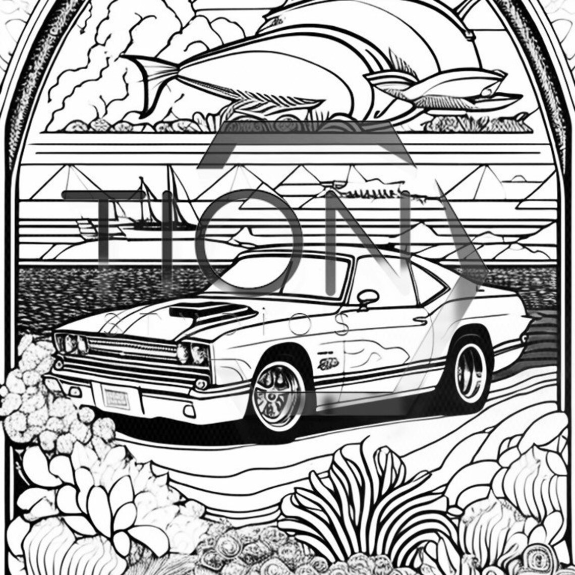 Muscle Car Coloring Book Pages - Etsy
