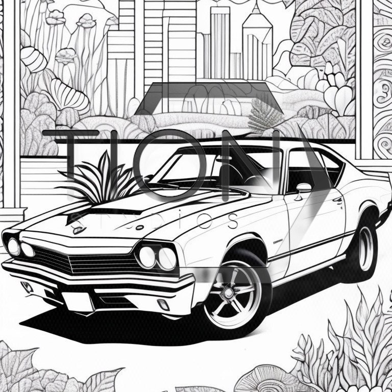 Muscle Car Coloring Book Pages - Etsy